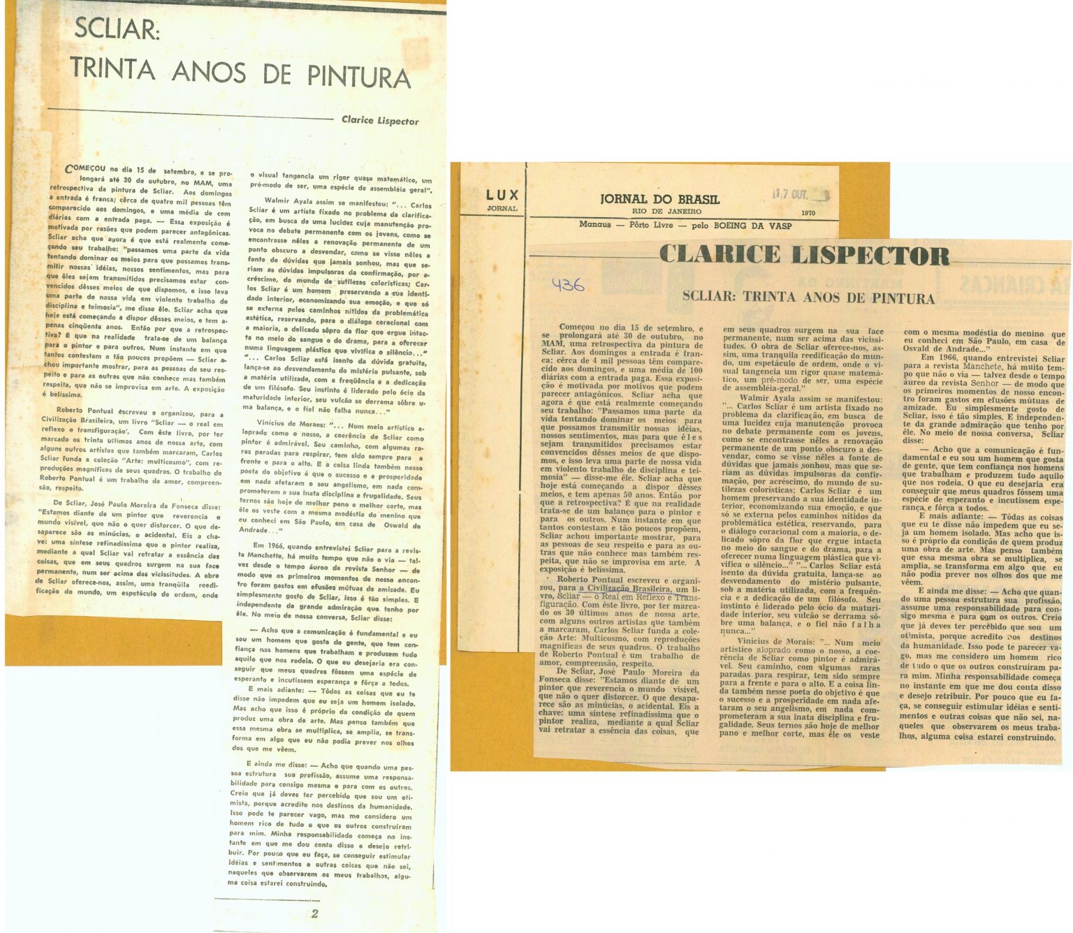 Scliar - Trinta anos de pintura - Texto de Clarice Lispector - Jornal ...