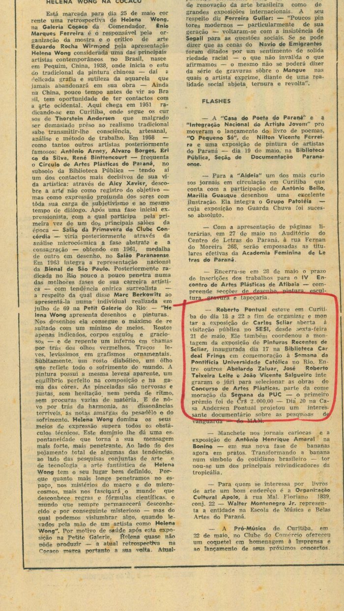 Roberto Pontual em Curitiba para montar exposição de Carlos Scliar ...