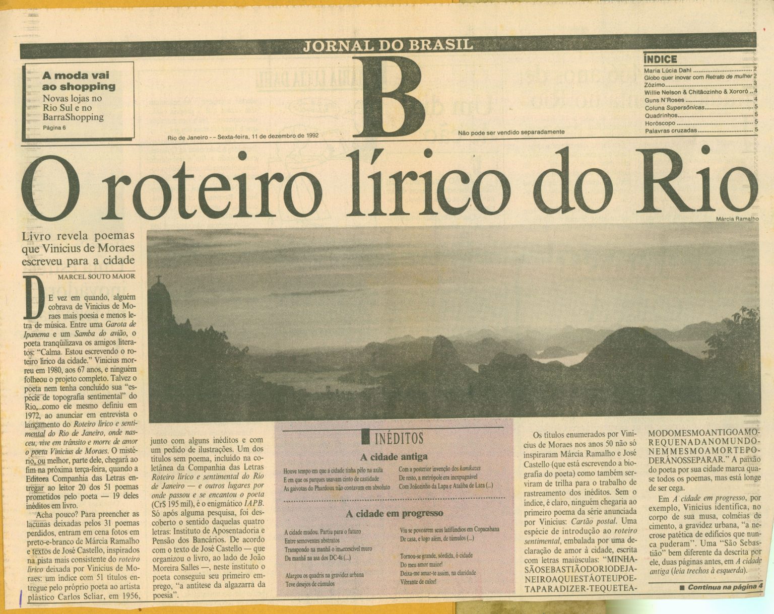 O roteiro lírico do Rio - Livro revela poemas que Vinícius de Moraes ...