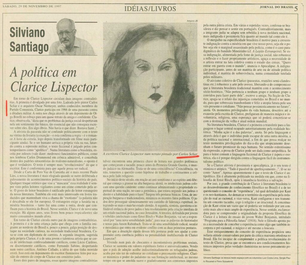 A política em Clarice Lispector - Reprodução retrato de Clarice feita ...